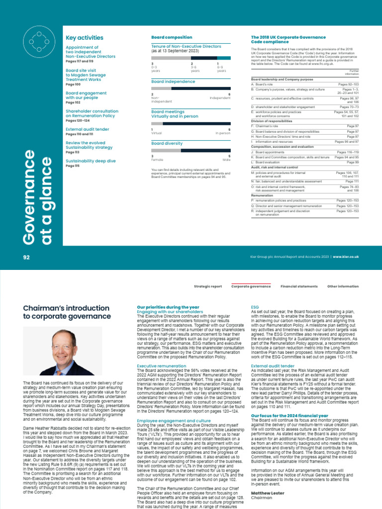 Kier Coporate Governace Strategy | Download Free PDF | Internal Control | Corporate Governance