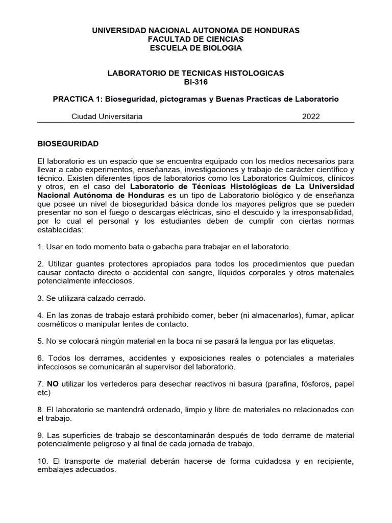 Practica N. 1 Bioseguridad 2021 | PDF | Laboratorios | Agua