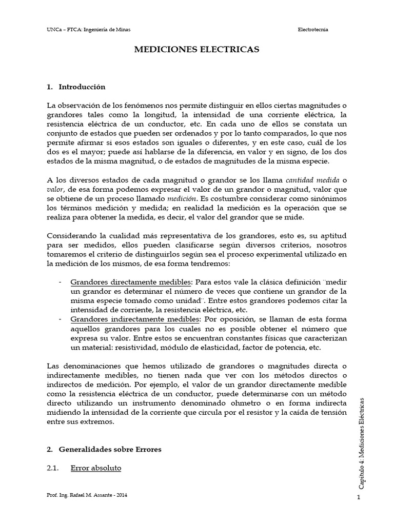 Cap 4-Mediciones eléctricas | Descargar gratis PDF | Medición | Resistencia Eléctrica y Conductancia