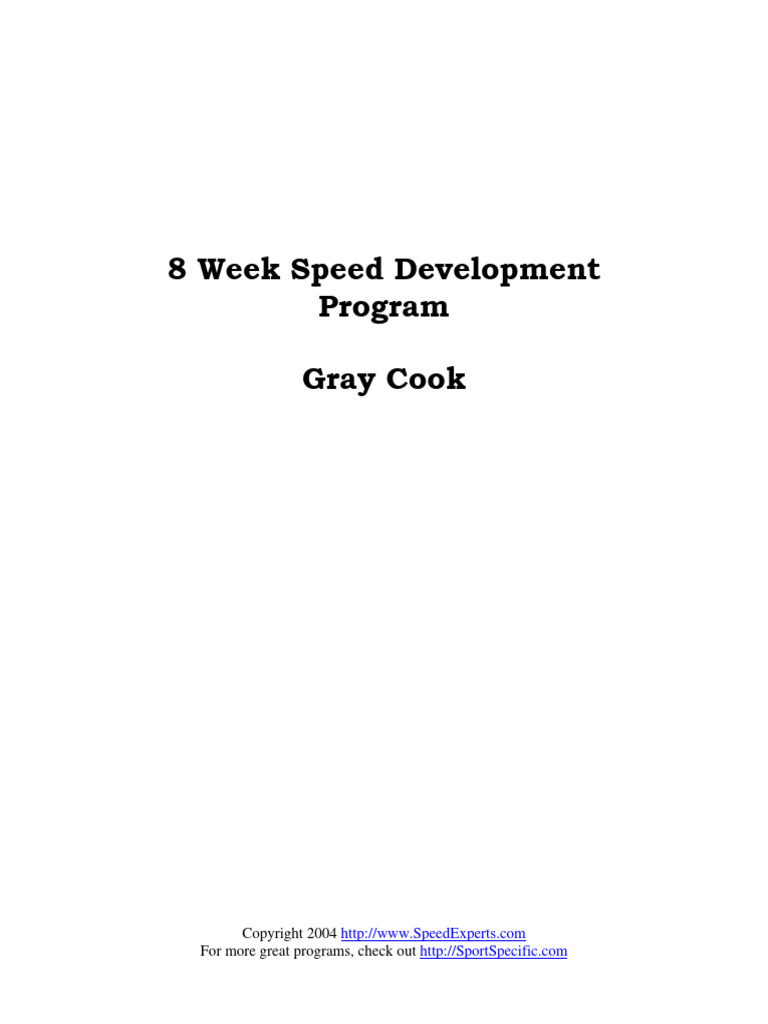 8-Week Speed Development Program | PDF | Strength Training | Physical ...
