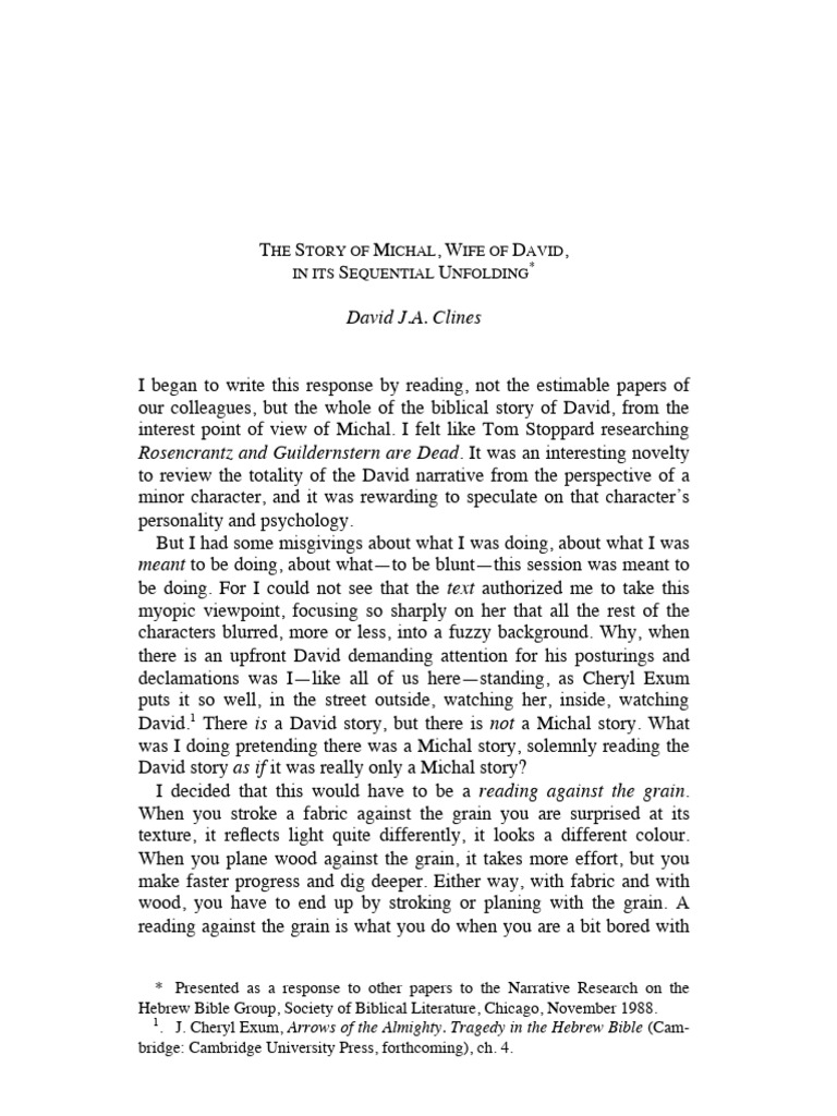 The Story of Michal Wife of David in Its | Download Free PDF | David | Saul