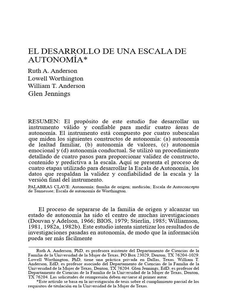 Desarrollo de la Escala de Autonomía | PDF | Validez (Estadísticas ...