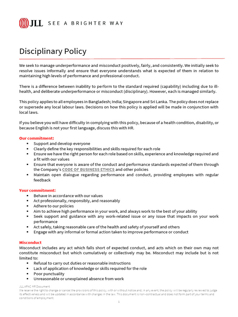 Disciplinary Policy | Download Free PDF | Employment | Privacy