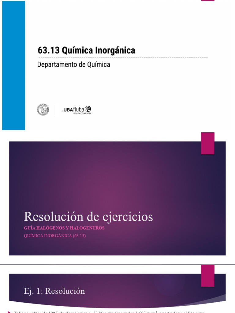 Resolución de Ejs HALOGENOS y HALOGENUROS para 2°C 2020 Última Versión | PDF | Cloro | Solubilidad