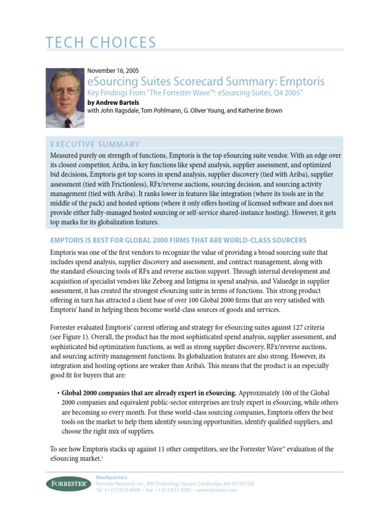 Esourcing Suites Scorecard Summary - Emptoris | PDF | Procurement ...
