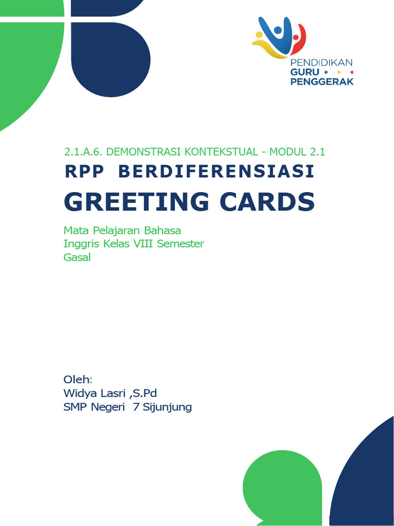 RPP Berdiferensiasi Kelas 8 Greeting Card Widya | PDF | Karier & Perkembangan | Seni