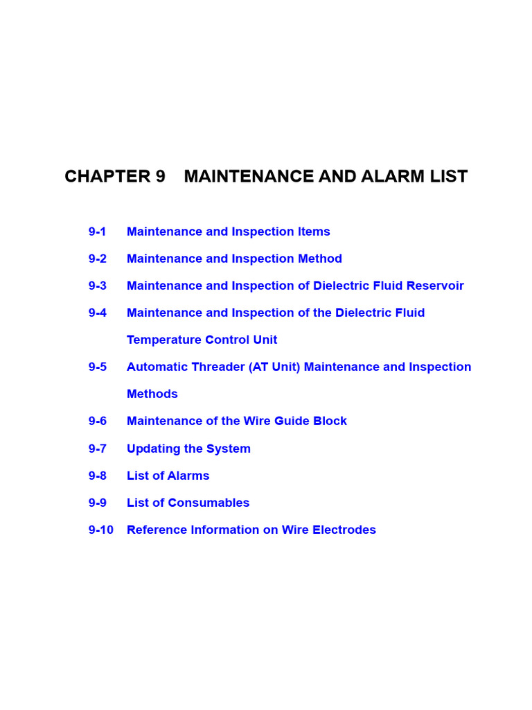 Wedm - c09 Maint Alarms List | PDF | Machining | Water Purification