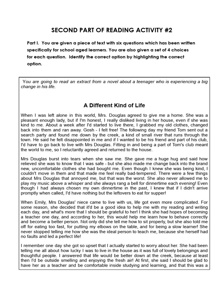Reading Activity: Teen Life Changes | PDF | General Fiction