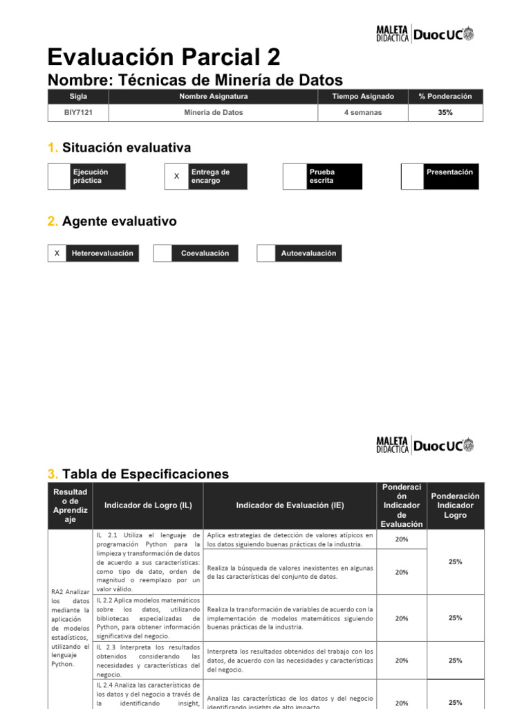 Evaluación Parcial 2 - BIY7121 | PDF | Python (lenguaje de programación) | Evaluación