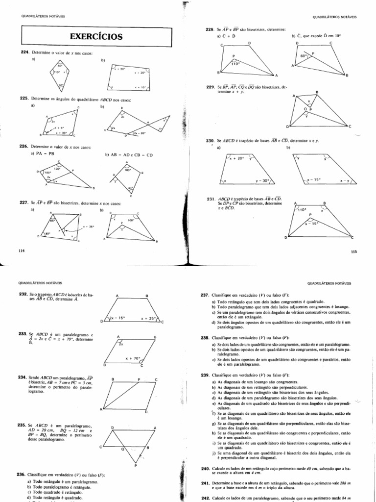 Exercícios Quadriláteros e Polígonos | PDF