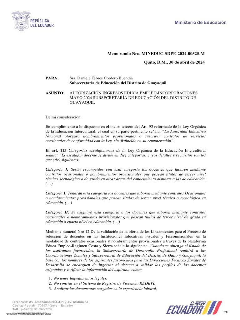 Mineduc Sdpe 2024 00525 M | PDF | Gobierno