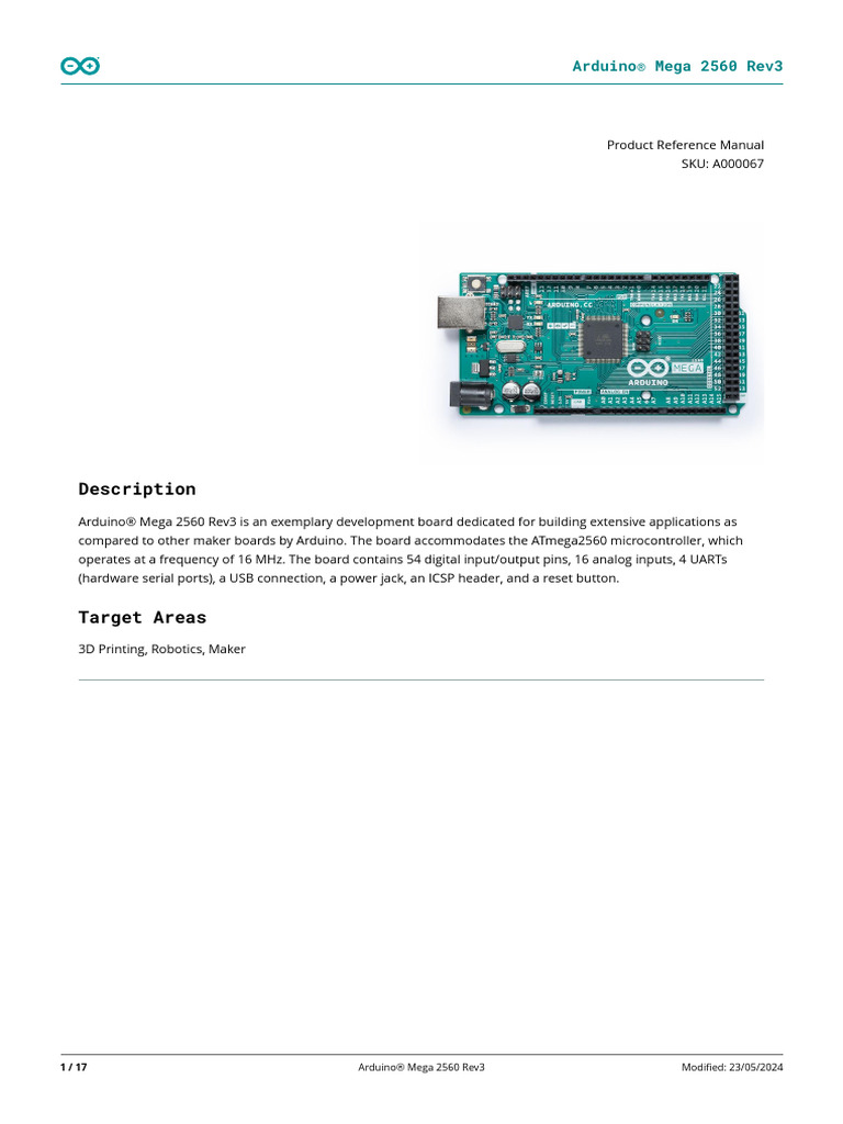 A000067 Datasheet | Download Free PDF | Arduino | Computing