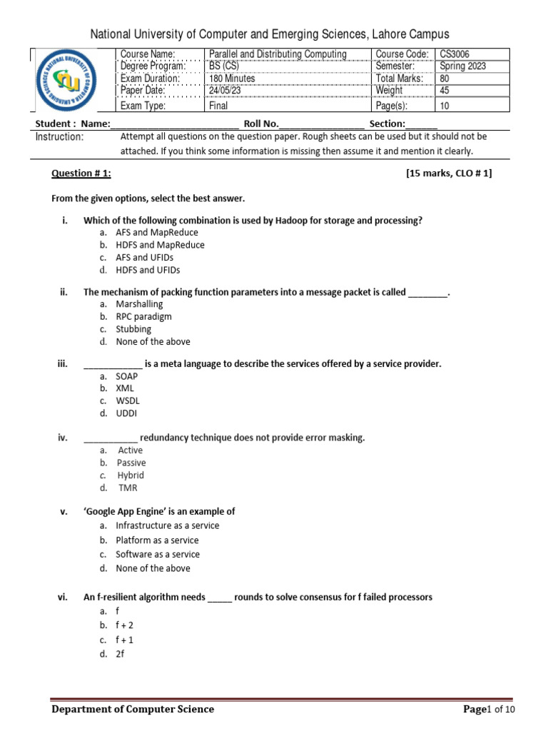 National University of Computer and Emerging Sciences, Lahore Campus | PDF | Apache Hadoop ...