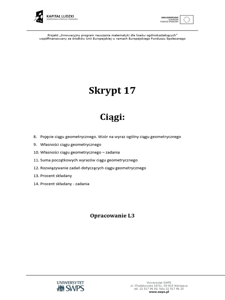 Skrypt 17 Ciągi Część 2 | PDF