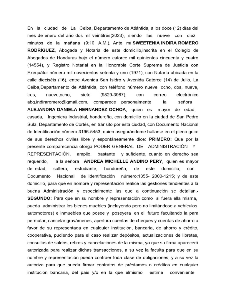 Poder General de Representación y Administración | PDF | Pagos | Bancos