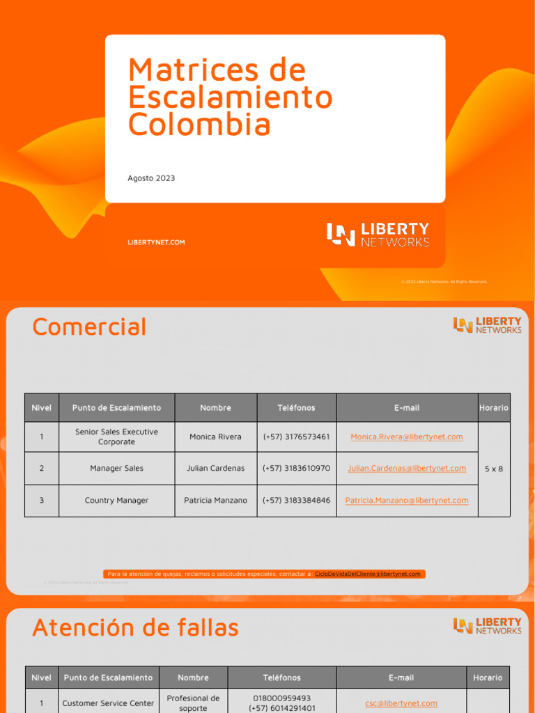 Matrices de Escalamientos Liberty Networks B2B - Colombia 2023 - Monica ...