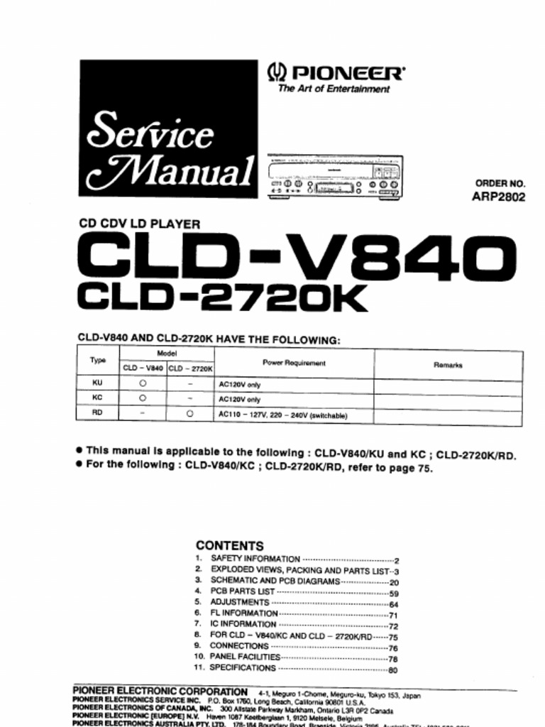 CLD-2720K-En Service Manual Scan | PDF