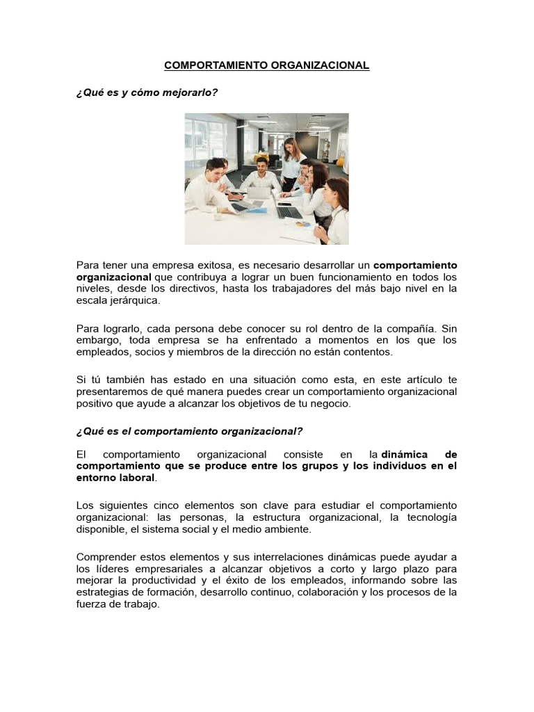 Comportamiento Organizacional | PDF | Comportamiento organizacional ...