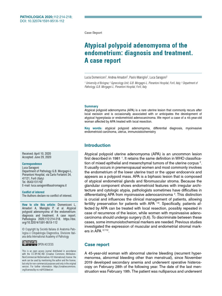 Atypical Polypoid Adenomyoma | PDF | Medical Specialties | Neoplasms