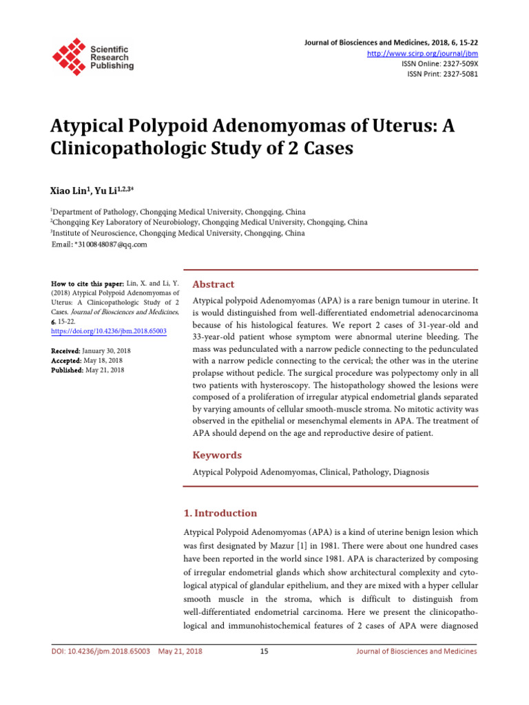 Atypical Polypoid Adenomyomas of Uterus | PDF | Uterus | Neoplasms