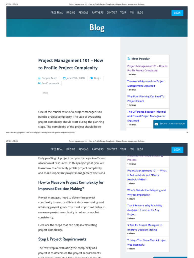 Project Management 101 - How To Profile Project Complexity - Copper ...