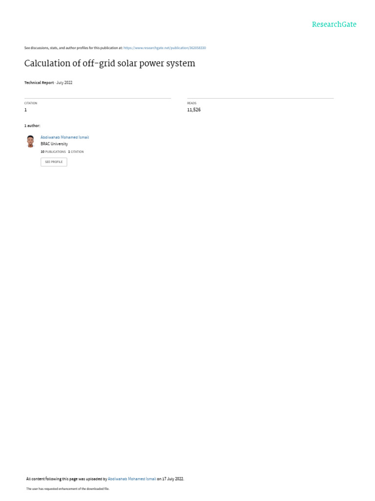 Solar Off Grid System Calculation | PDF | Photovoltaic System | Solar Power