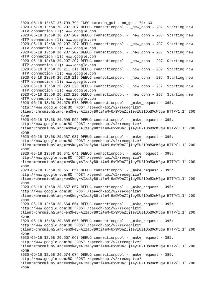 Google Speech API Connection Log | PDF
