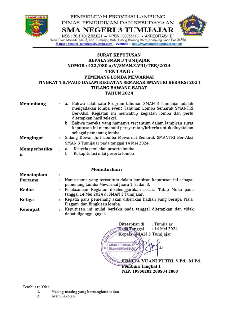 SK Juara Lomba Mewarnai TK Semarak | PDF