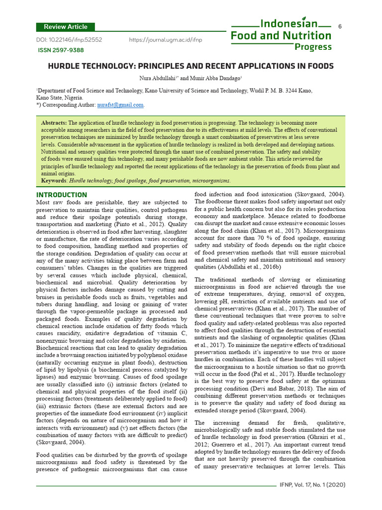 Hurdle Technology Principles and Recent Applicatio | PDF | Food ...