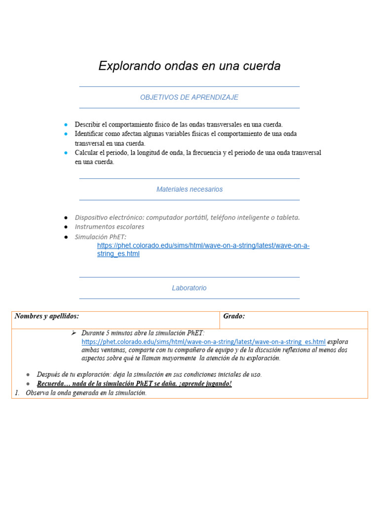 EXPLORANDO ONDAS EN LA CUERDA PHET | Descargar gratis PDF | Olas ... EXPLORANDO ONDAS EN LA CUERDA PHET | Descargar gratis PDF | Olas ...