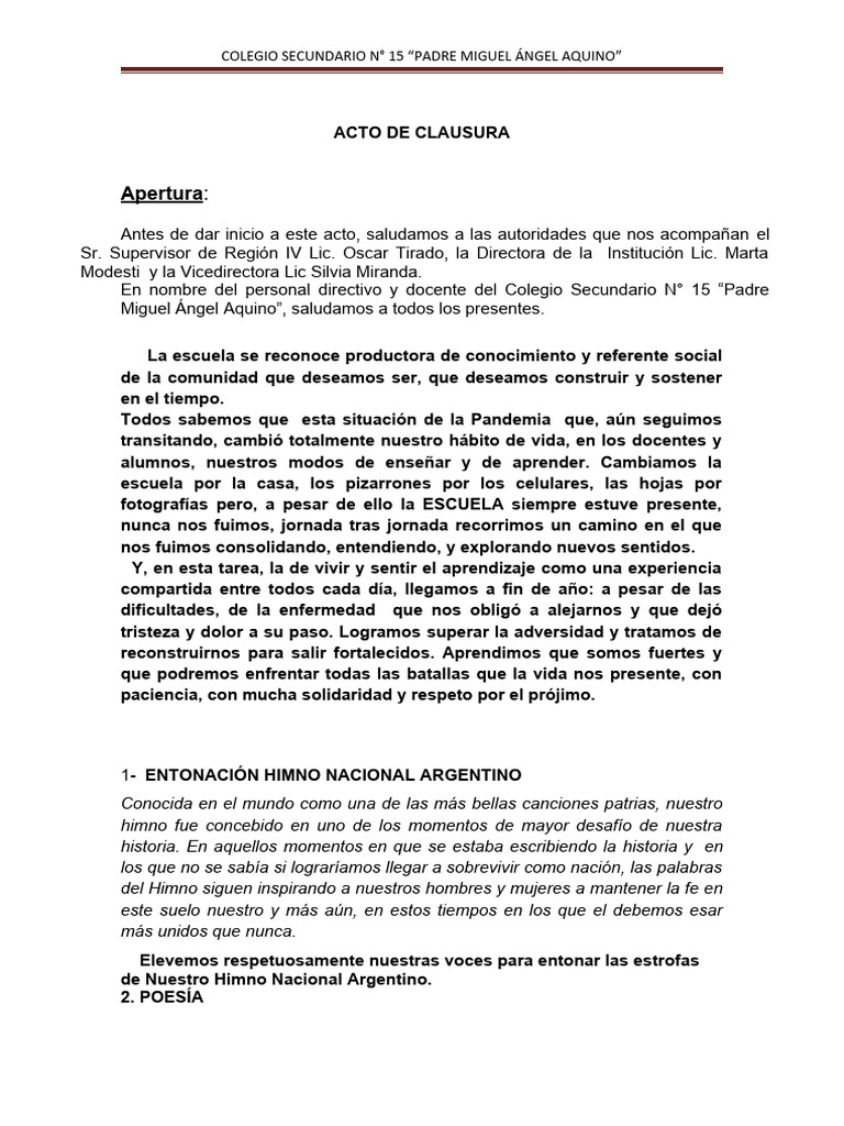 Acto de Clausura | PDF