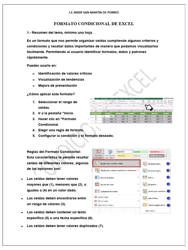 Formato Condicional de Excel | PDF