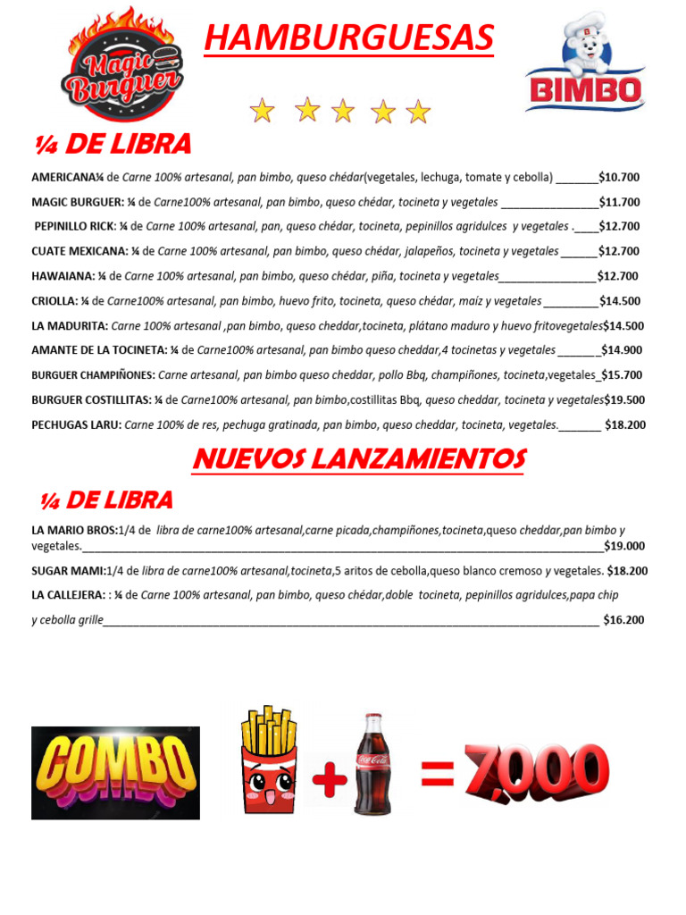 Menu Septiembre Magic888 | PDF | Salchicha | Parilla