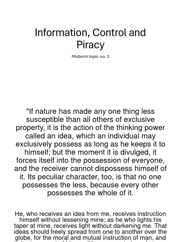 Information Control and Piracy | PDF | Intellectual Property | Information
