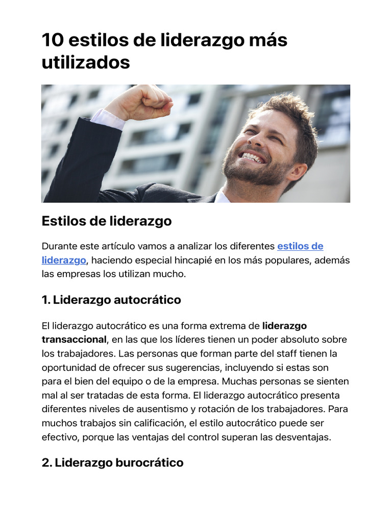 10 estilos de liderazgo más utilizados | Descargar gratis PDF ...