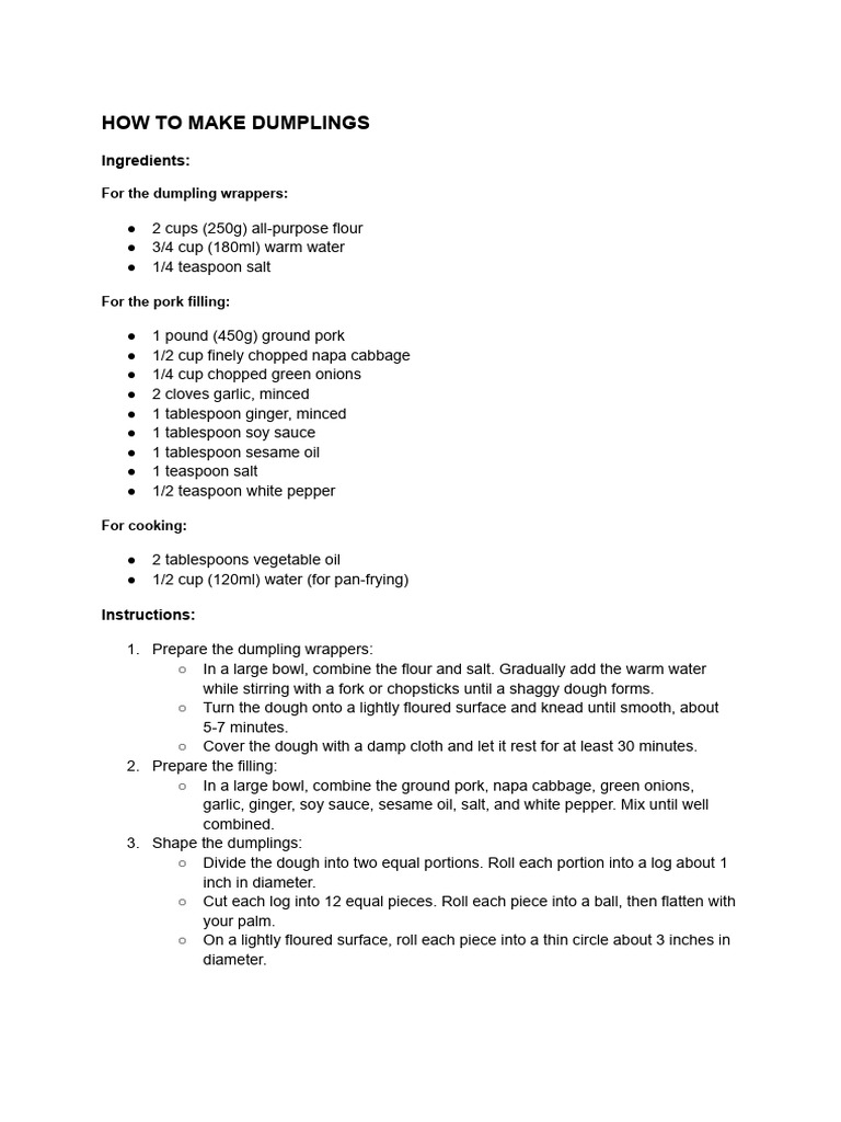 How To Make Dumplings Pdf Dumpling Food Ingredients
