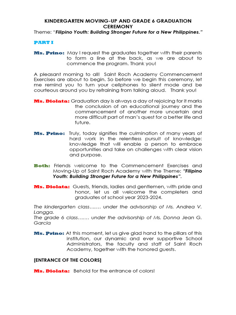 FINAL-SCRIPT-FOR-GRADUATION-AND-MOVING-UP-CEREMONY-2024 | PDF