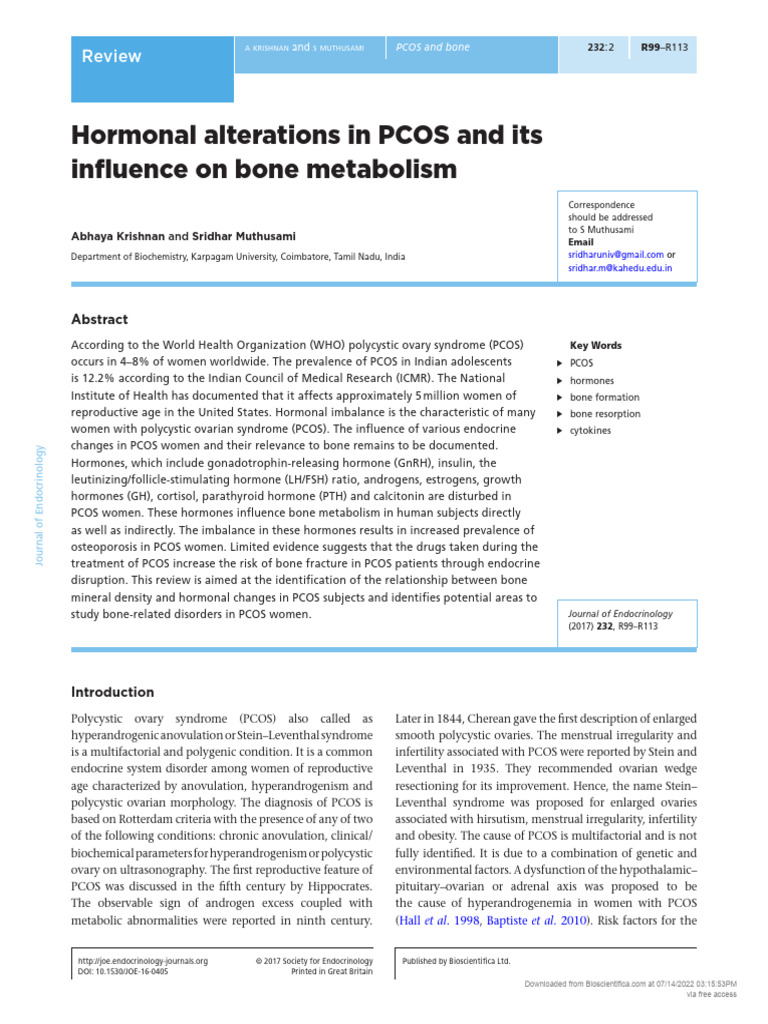 Hormonal Alterations in PCOS and Its Influence On Bone Metabolism | PDF ...