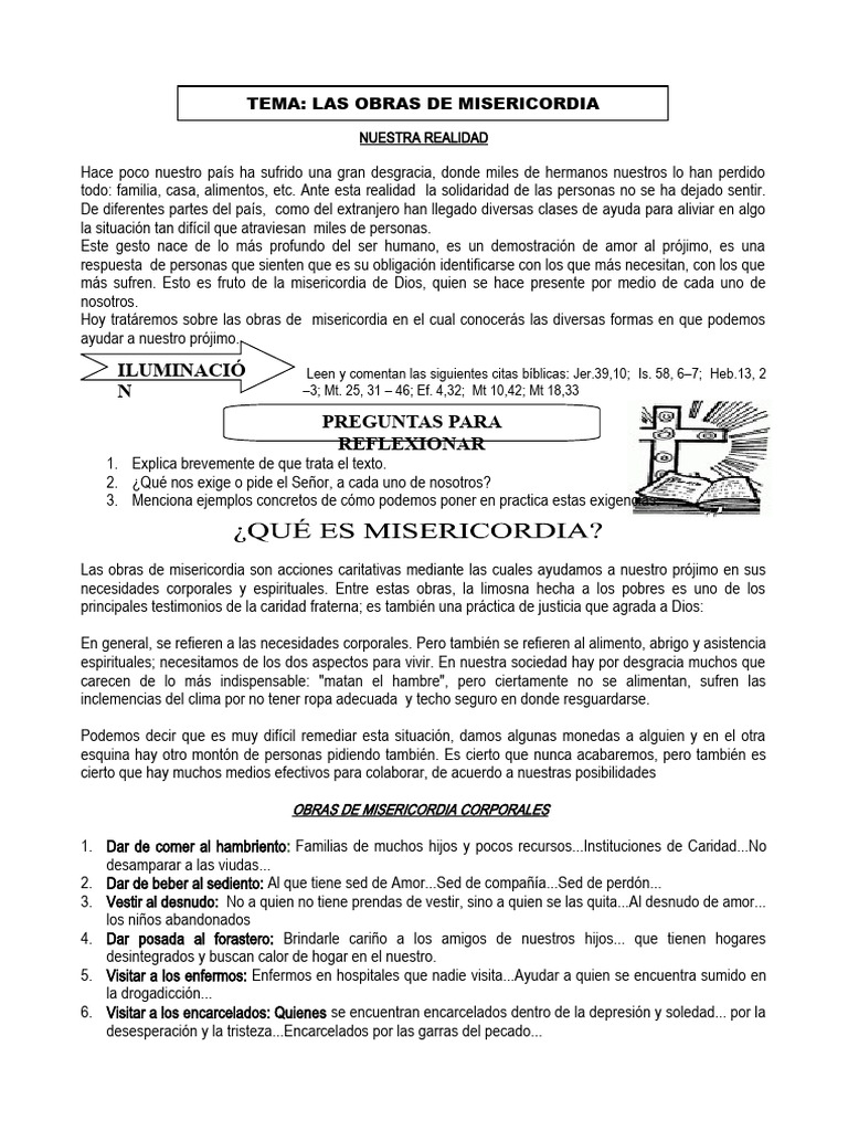 Tema 04 - Obras de Misericordia | PDF | Misericordia | Oración
