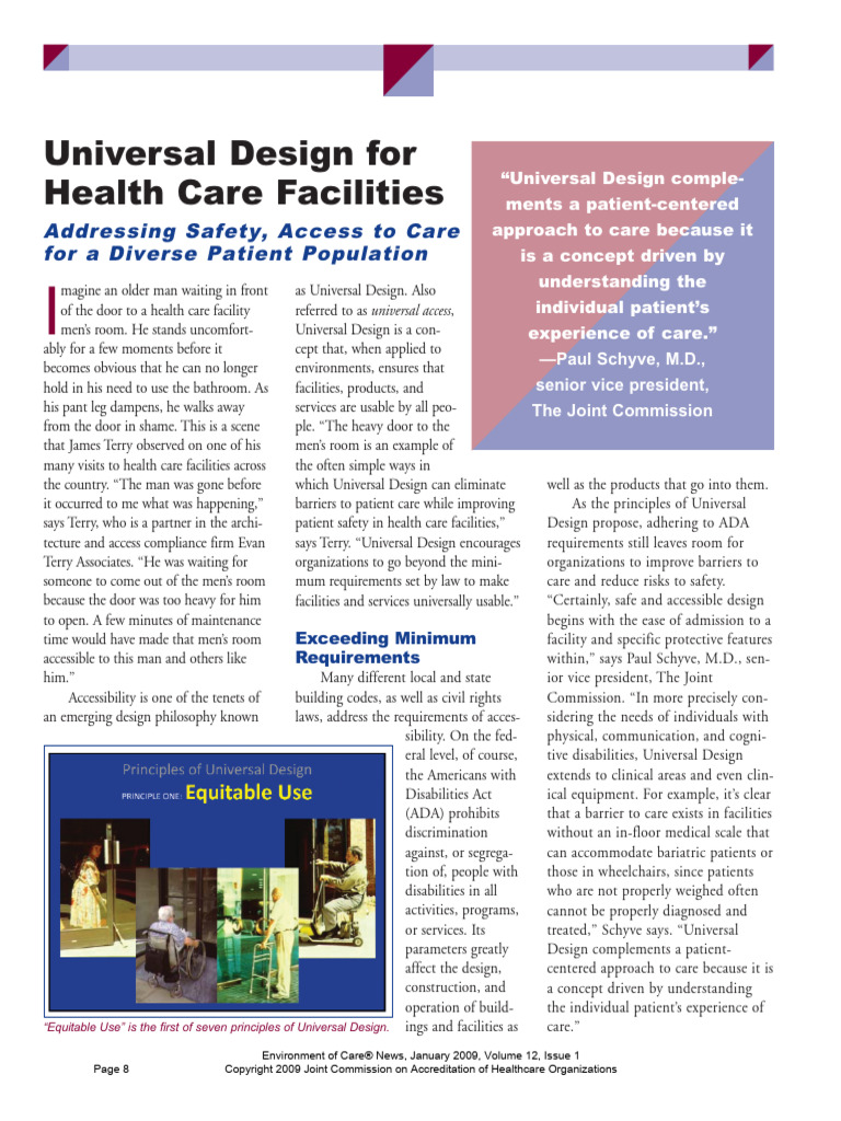 Universal Design For Health Care Facilities | PDF | Joint Commission ...