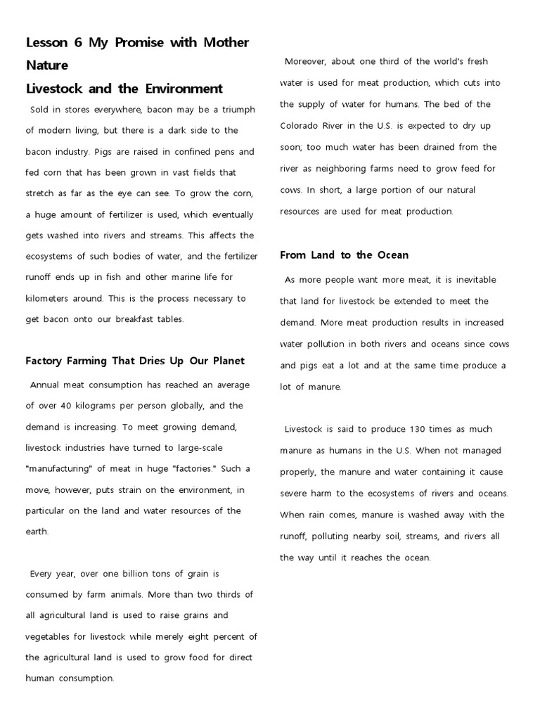 Lesson 6 My Promise with Mother Nature | PDF | Agriculture | Meat