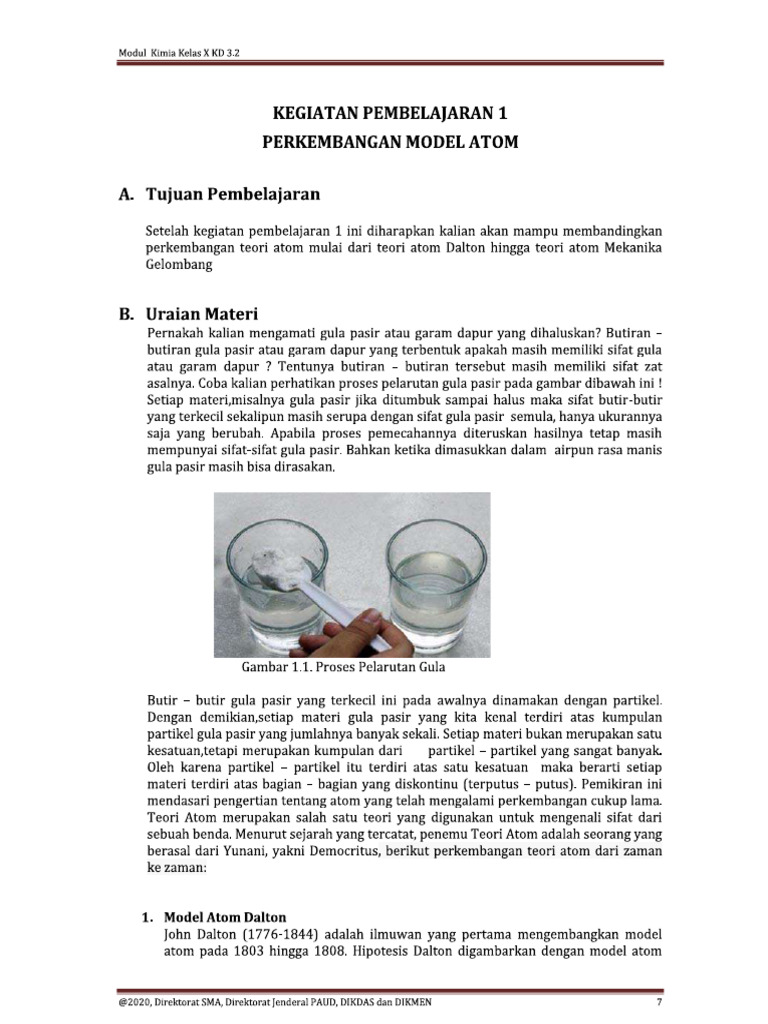 perkembangan model atom | PDF