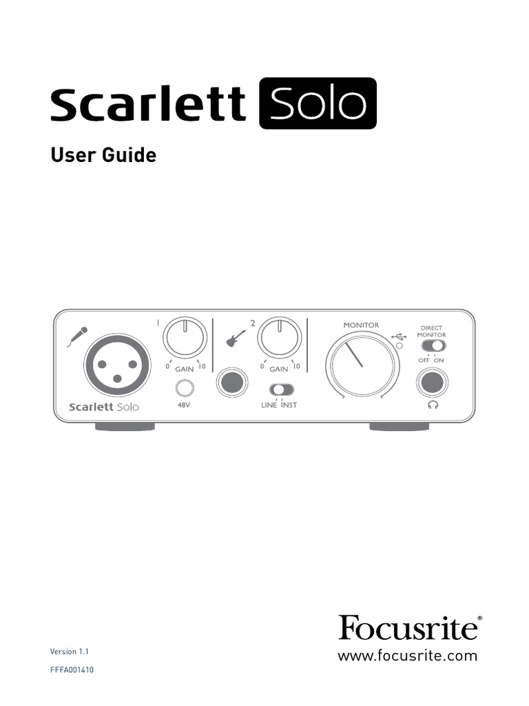 Scarlett Solo 2nd Gen User Guide v1.1 English - en | PDF | Microphone ...