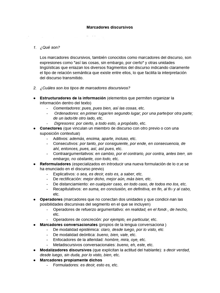 Marcadores Discursivos | PDF | Discurso