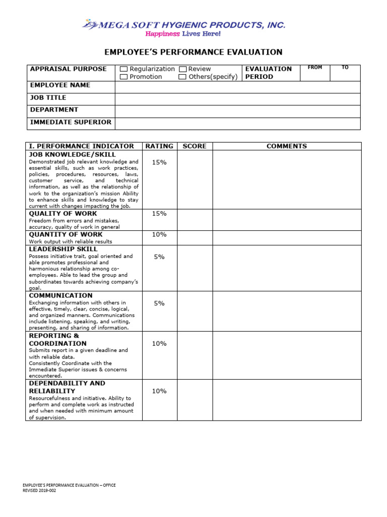 Performance Evaluation_Office | PDF | Performance Appraisal ...