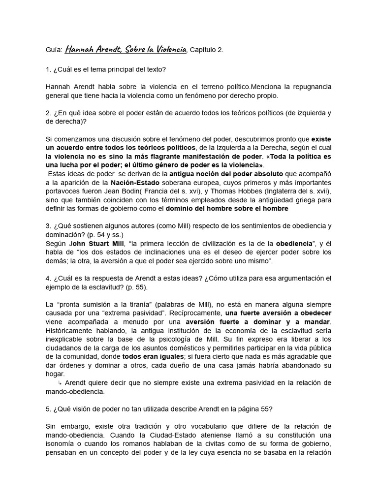Arendt: Poder y Violencia en Política | PDF | Violencia | Hannah Arendt