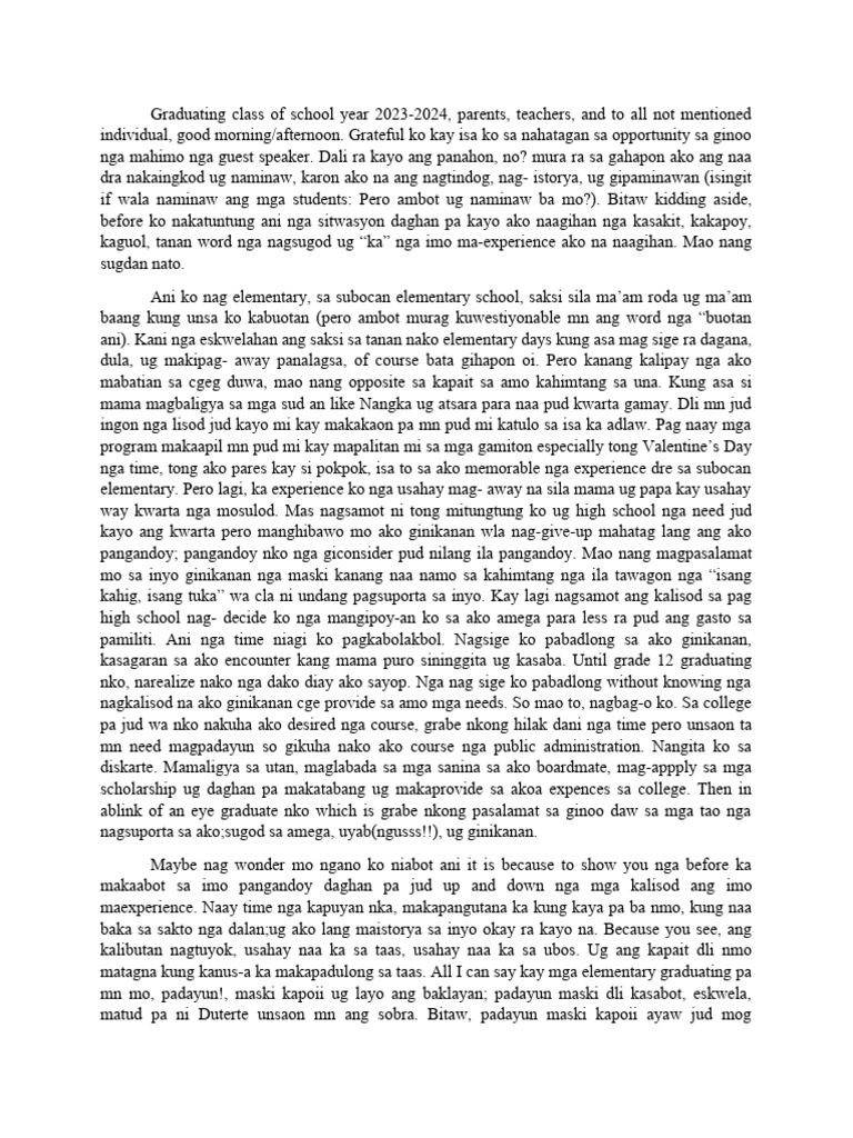 Graduation Speech | PDF