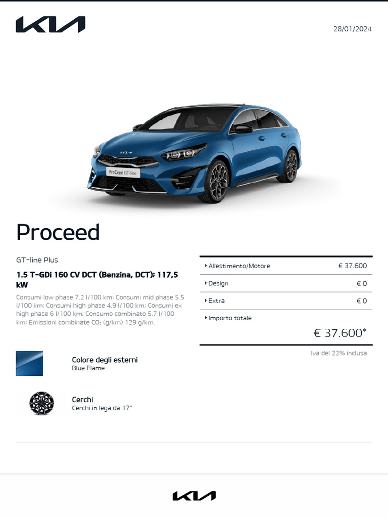 Kia Configurator Proceed GT Line - Plus 20240128 | PDF