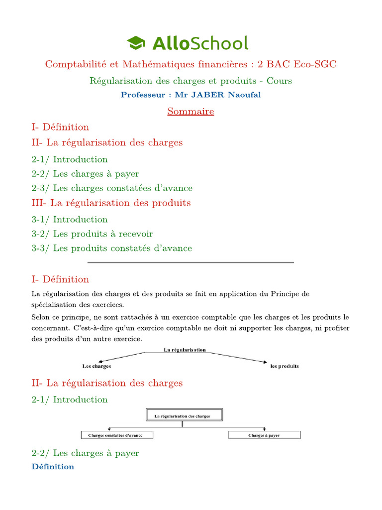Regularisation Des Charges Et Produits Cours | PDF
