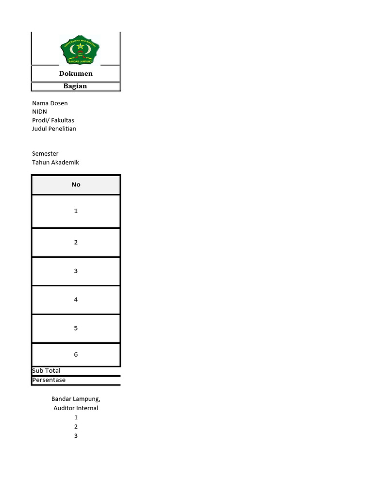 Form Monev Pertemuan Pembelajaran, Rencana Penelitian Dan PKM Dosen ...